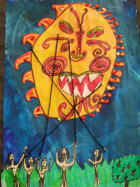 Room 18 Meadowbank School: Maui and the Sun Art