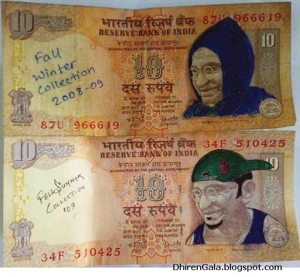 Dhiren Gala: Funny Sketch on Gandhiji's Picture on 10 Rupee Note