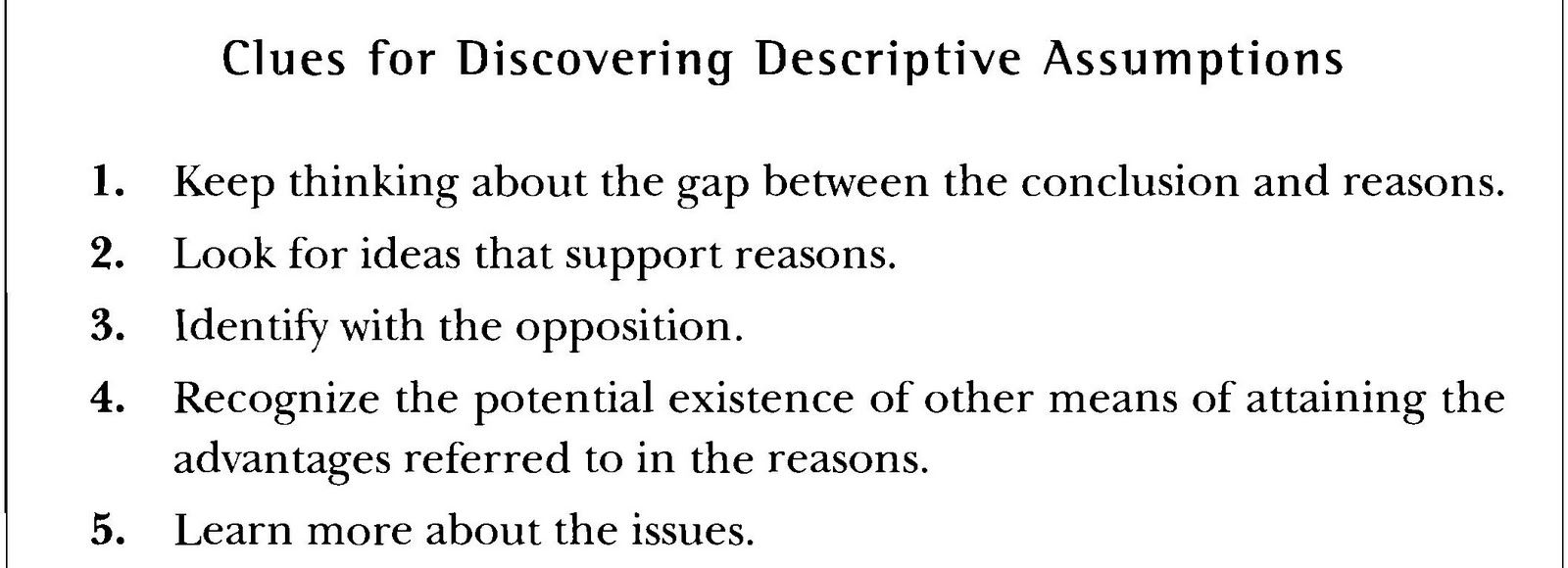 Critical Reading: What are the Descriptive Assumptions in Critical Reading?