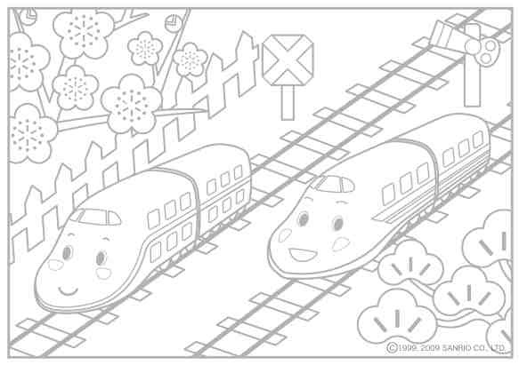 Shinkansen Sanrio Sketch Coloring Page