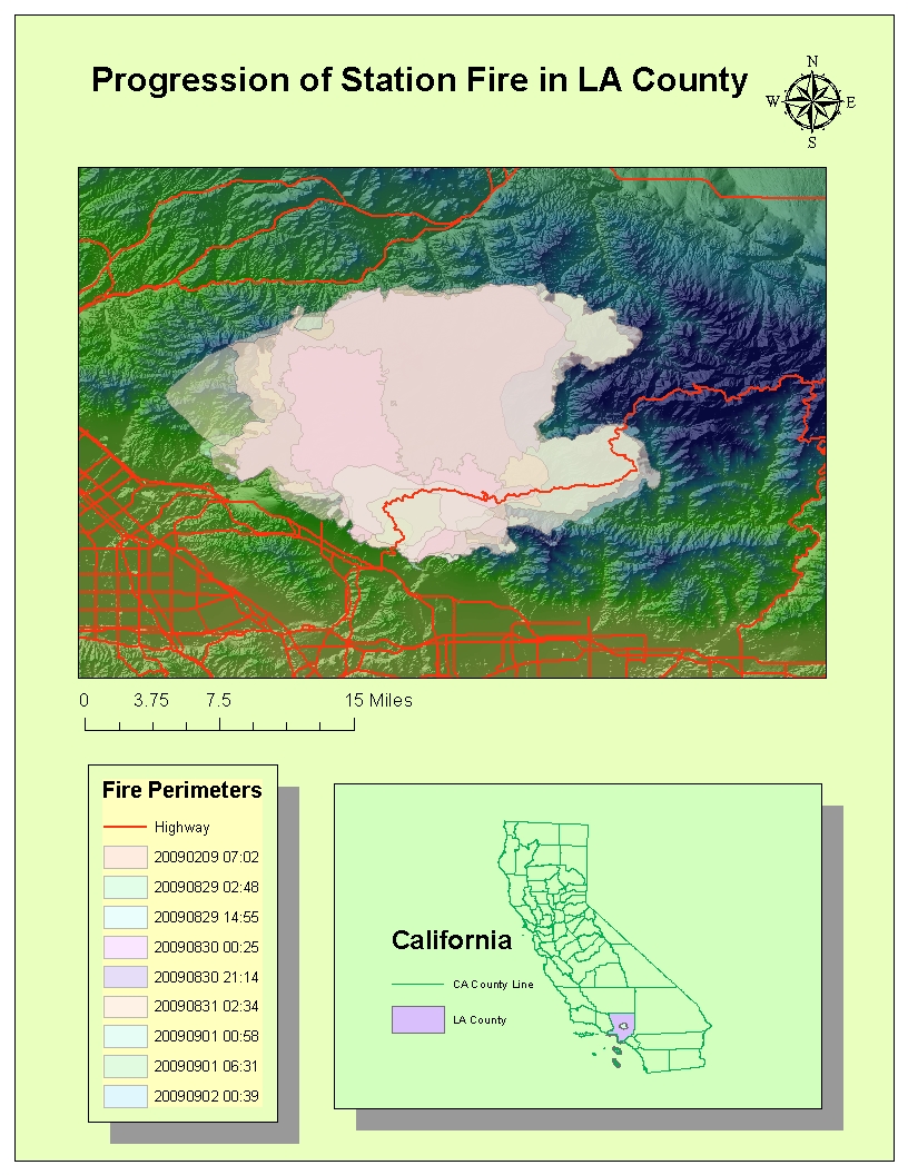 희망은 잠들지 않는 꿈: Lab 7: Mapping the Station Fire in ArcGIS