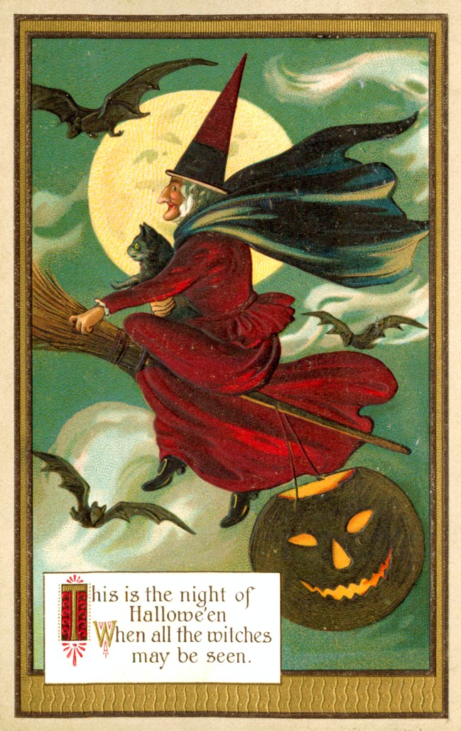 A Nostalgic Halloween: Halloween Witch Postcard, Circa 1910 - 1920s