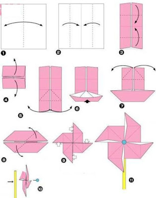 origami windmill ~ origami instructions art and craft ideas