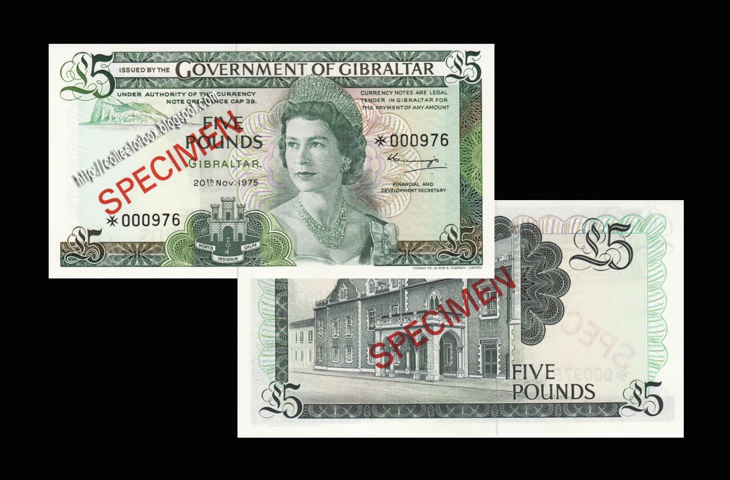 COLLECTORBOX - World banknotes and coins: Gibraltar Specimen banknotes