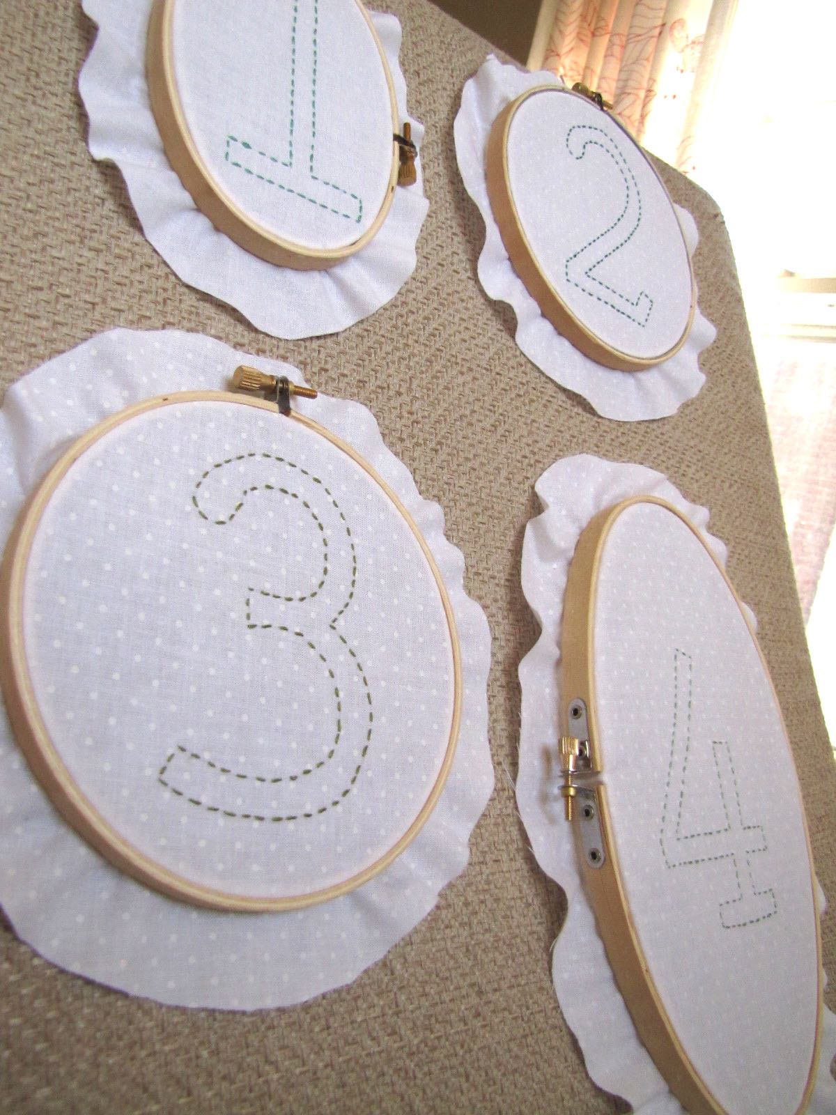 MargotMadison: DIY Friday: Emboidery hoop station numbers-Sew Cute!