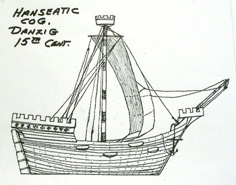 Hanseatic League cog trading ship. | Ship drawing, Sailing ships, Cogs