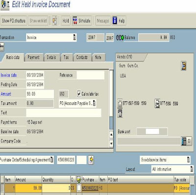 SAP e-mory: SAP MIR6 Post MIRO Invoice