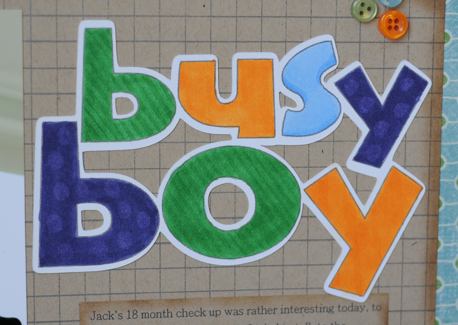 Amy Corbin: Busy Boy Layout with Chomas Creations mini gel pen & Copics