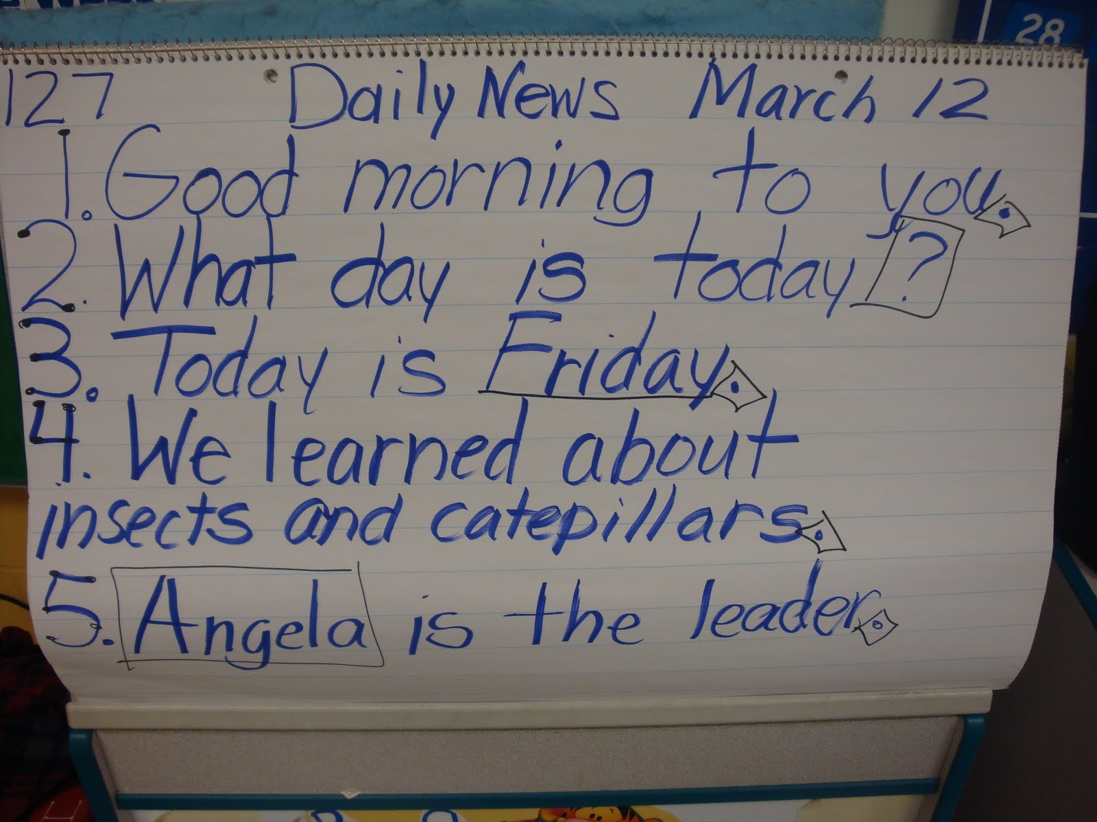 PreK--Preschool Ideas from Noey: classroom daily news