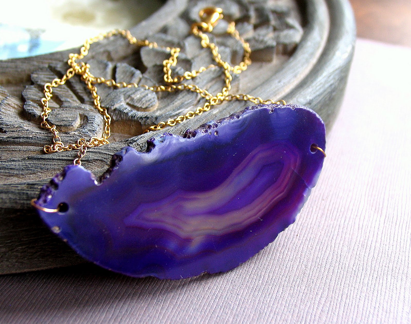 Nature Inspired Handcrafted Jewelry: New Agate Slice Necklaces