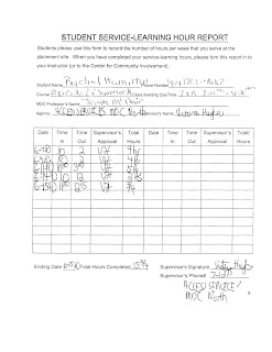 Rachel Hamilton: Assignment 1 - Service Learning Hours