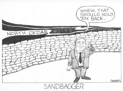 Cedar Valley Cartoons: Sandbagging his way to victory