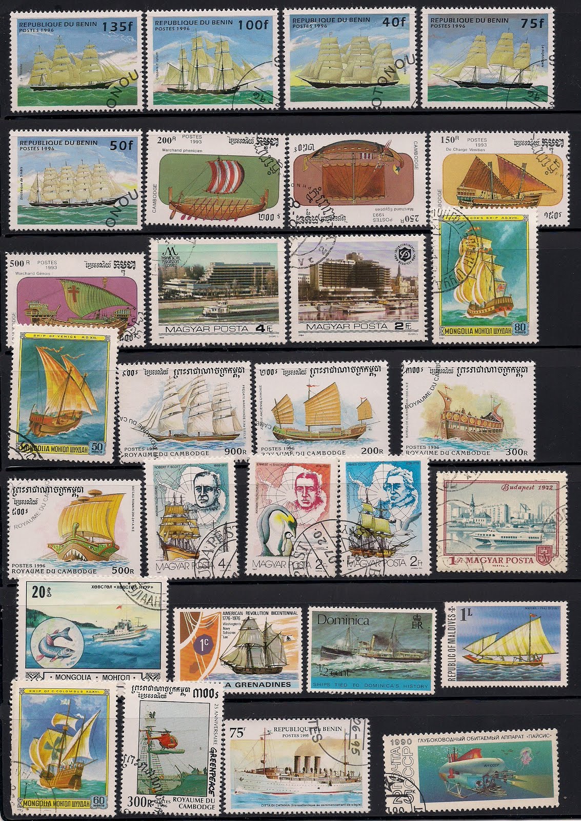 Philately Stamps: STAMP PACKET of 100 SHIPS and BOATS