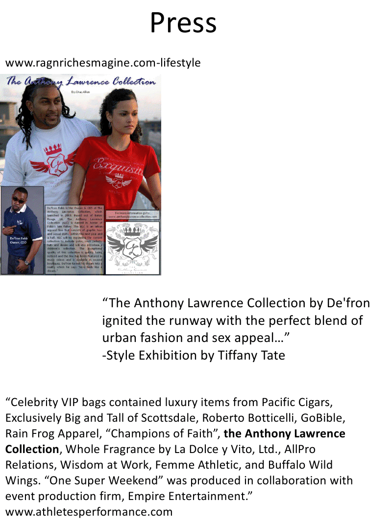 ModelsMondays: Designer Feature: Anthony Lawrence Collection by De'Fron