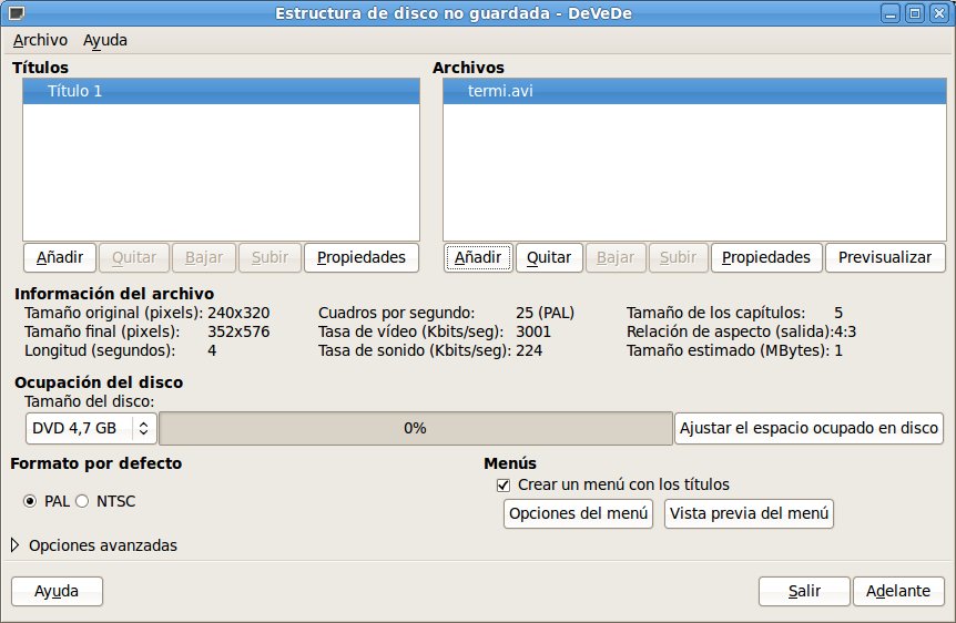 Un bruto con Debian: Crear dvd-video con Devede