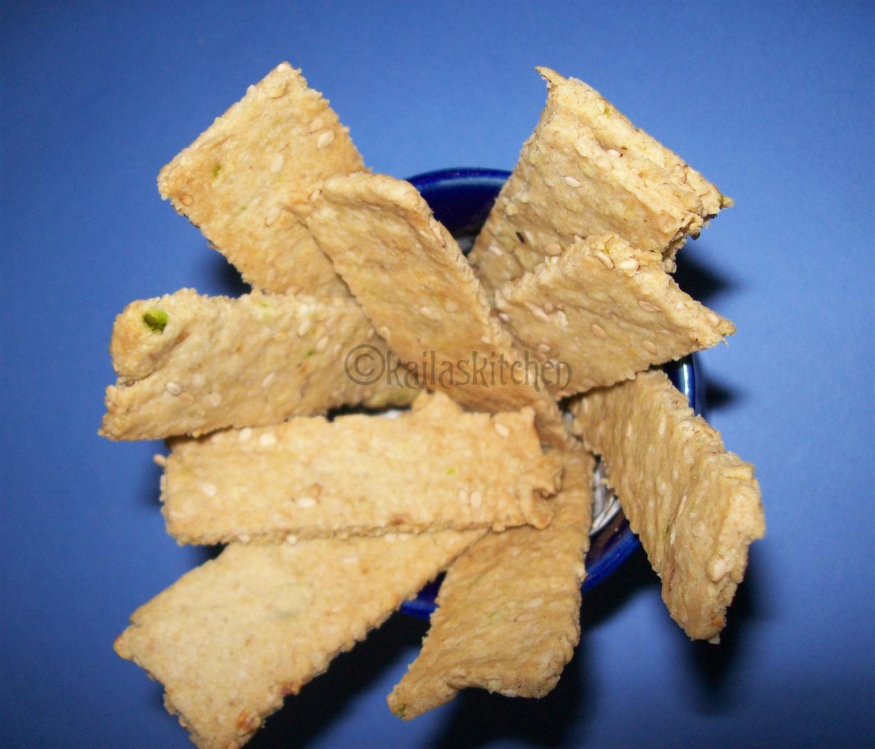 Experiments in Kailas Kitchen: Spicy Wheat Sesame Sticks