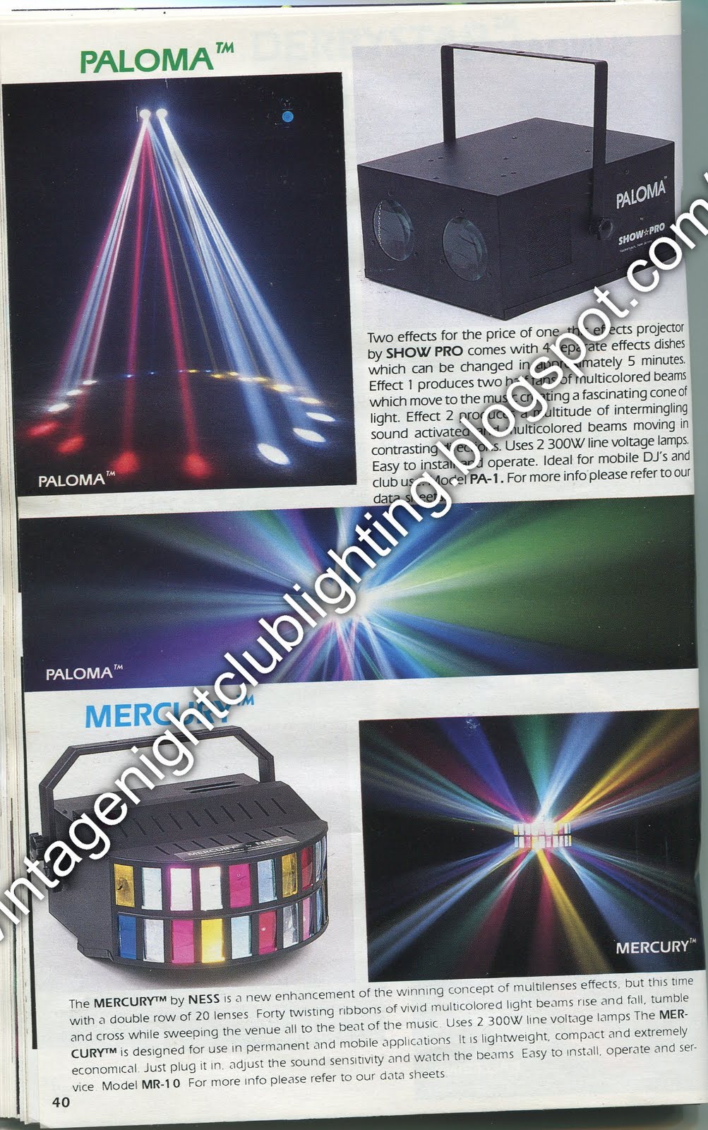 Vintage Night Club Lighting: NESS Catalogues