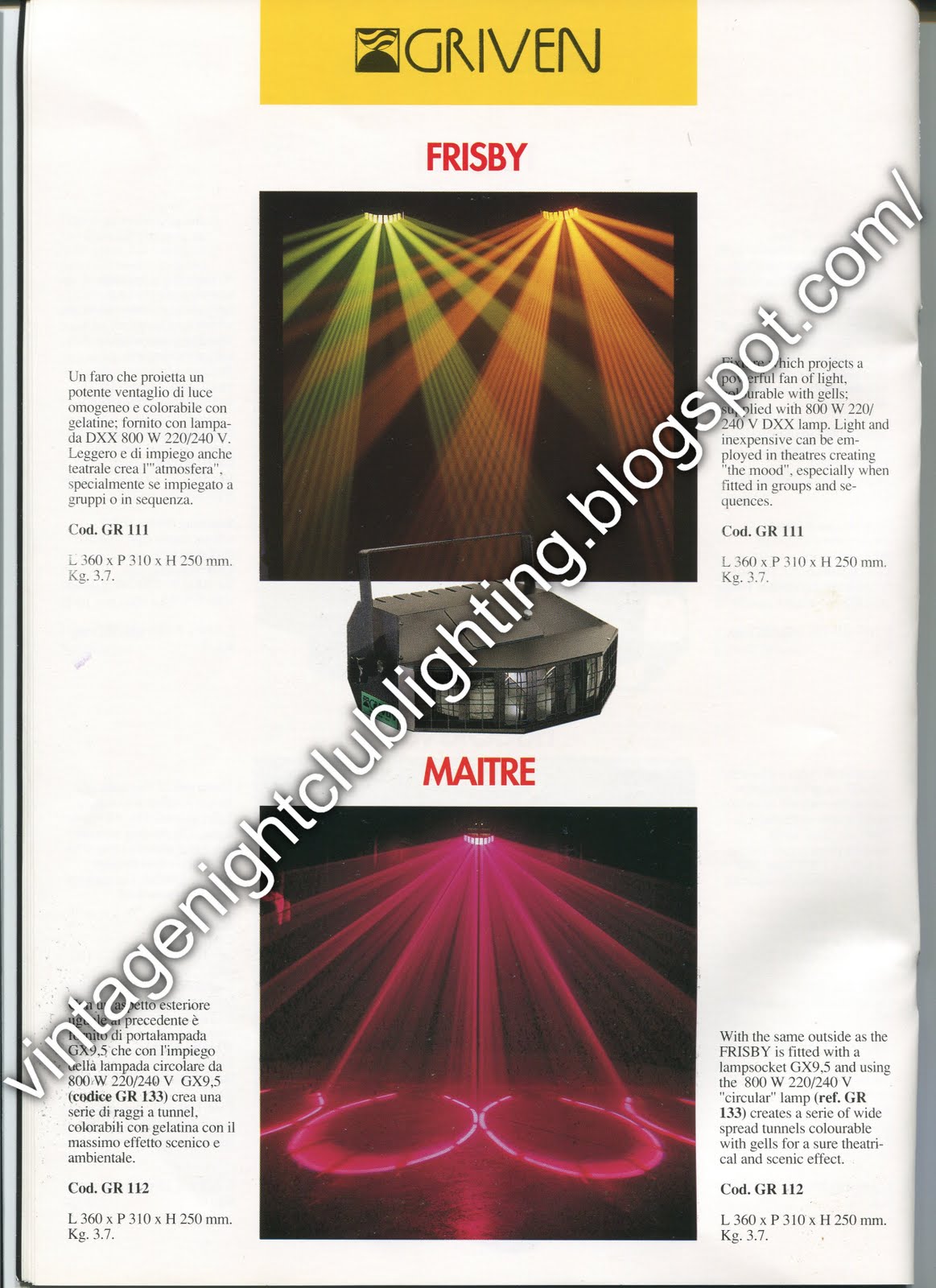 Vintage Night Club Lighting: Griven Catalogues