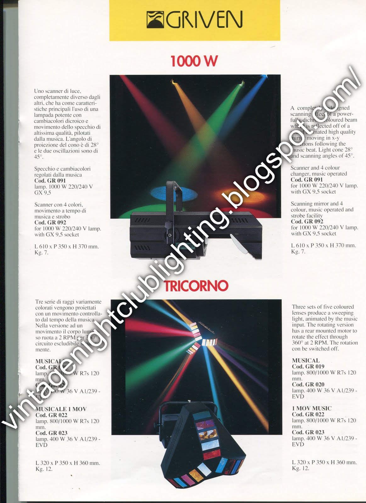 Vintage Night Club Lighting: Griven Catalogues