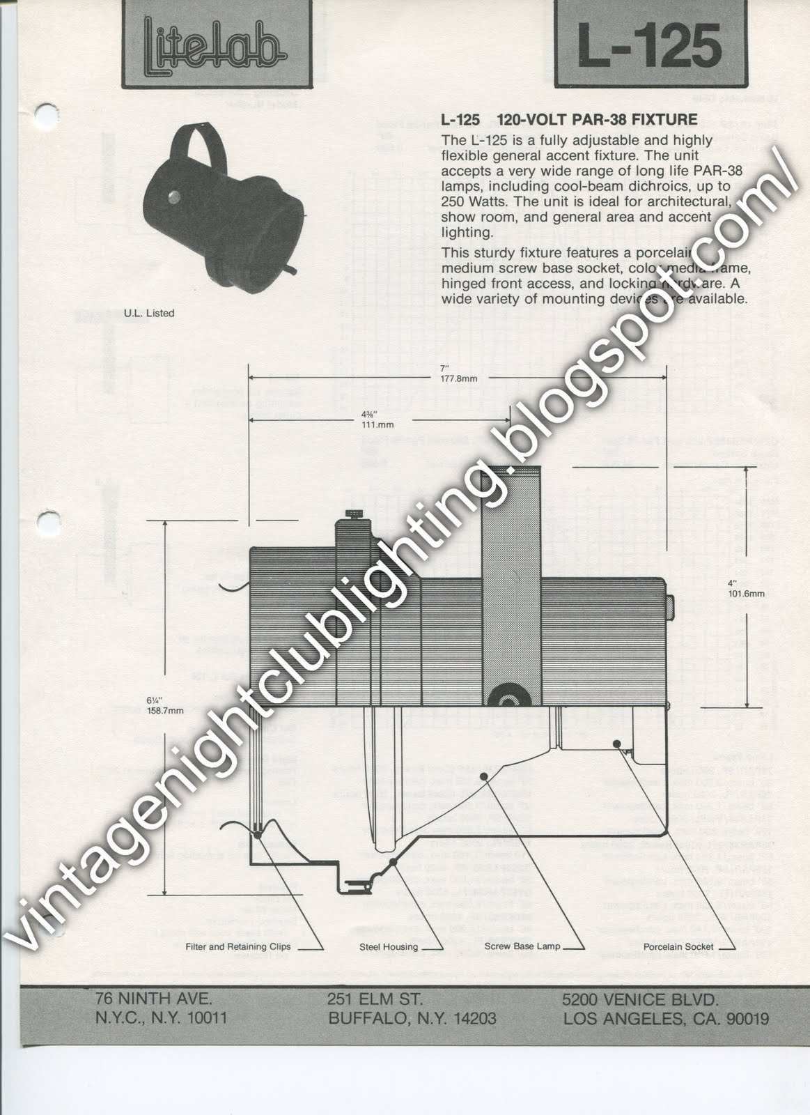 Vintage Night Club Lighting: LiteLab Catalogues