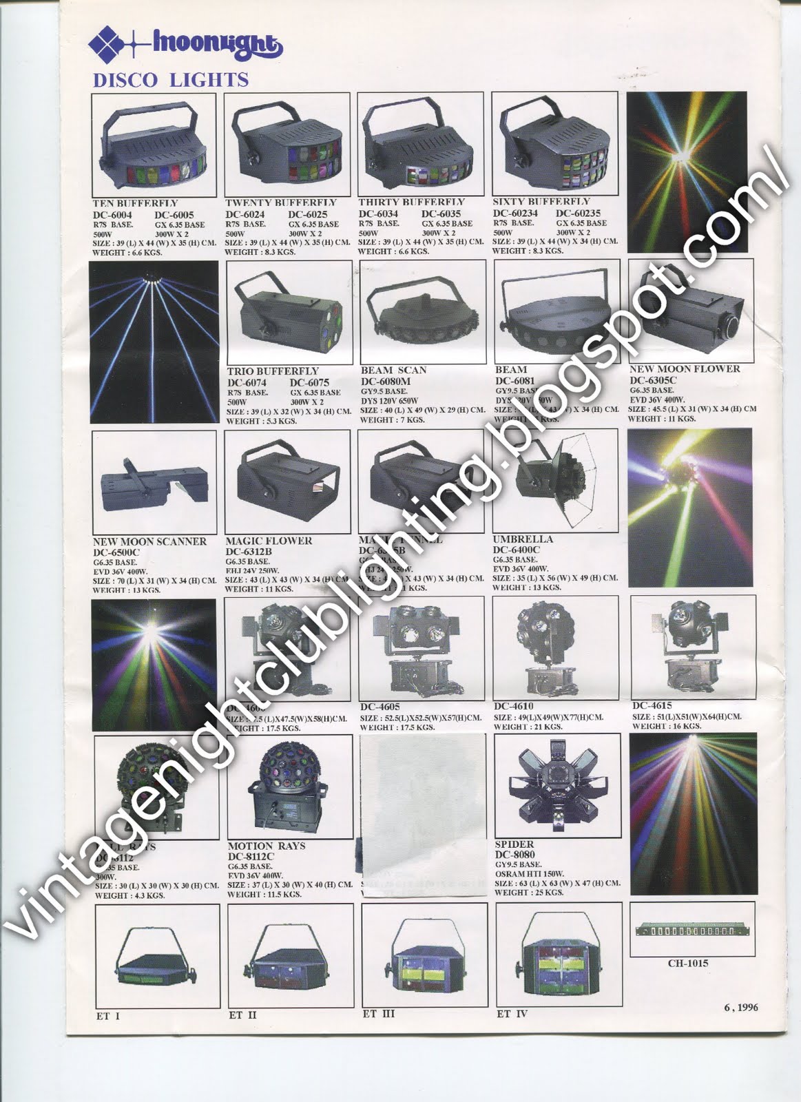 Vintage Night Club Lighting: Moonlight Catalogue