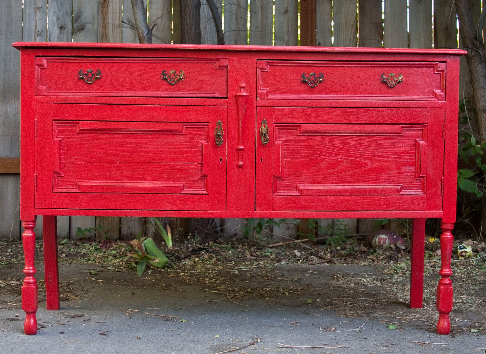 Modernly Shabby Chic Furniture: Shabby Chic Bright Red Antique Buffet