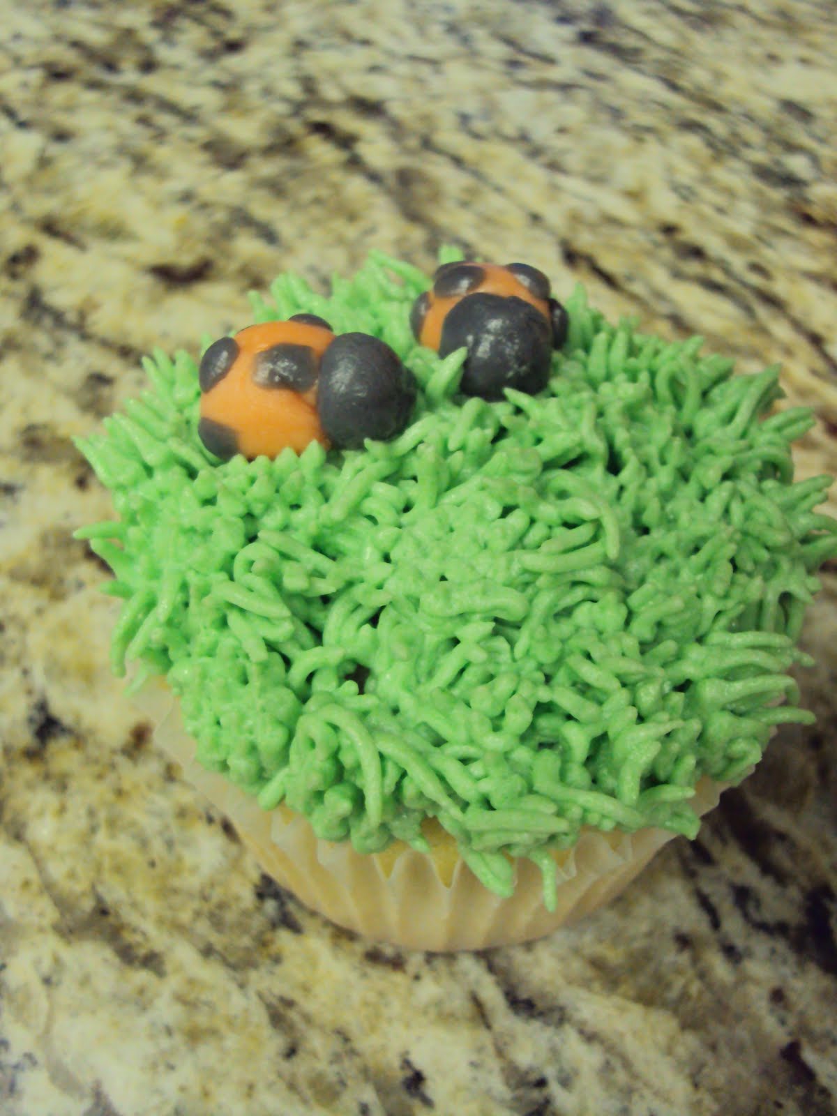 Chi-Cakes Sweets: Ladybugs and lizard on my cupcake?? ewwwwww!
