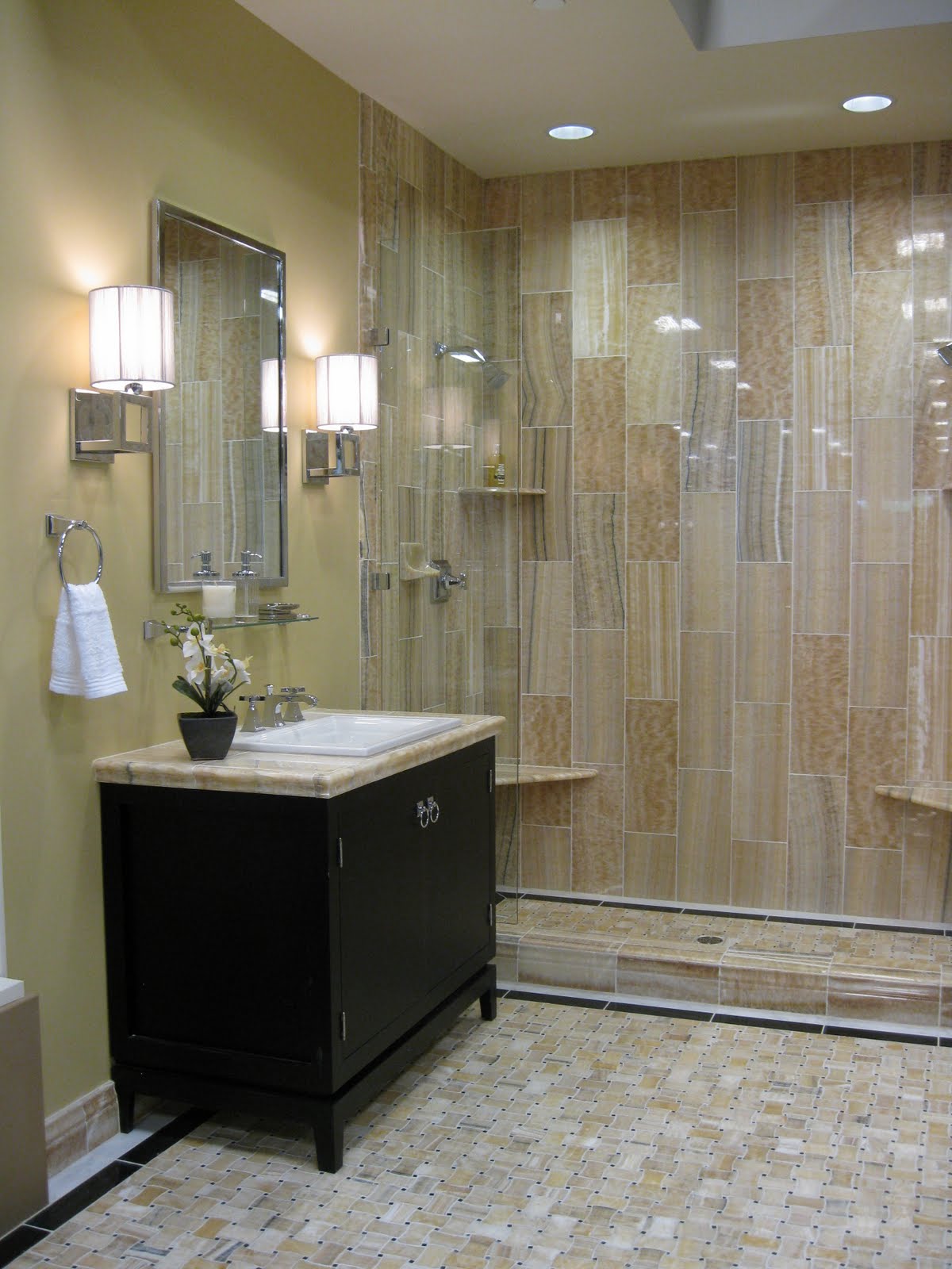 vertical tile, double shower | Bathroom Design Inspire | Pinterest