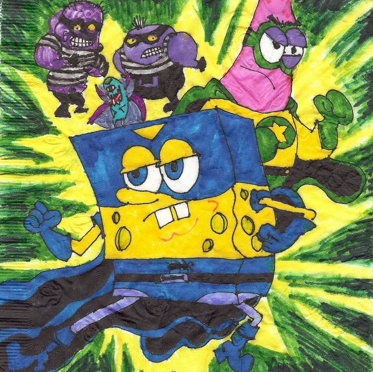 kmkirbynapkins: SpongeBob napkin art.