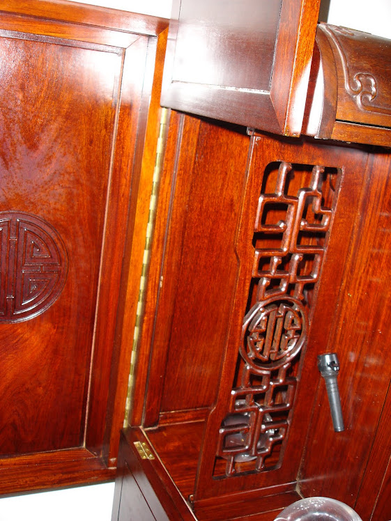 Chinese Rosewood Living Room: Bar, Red wood, made in Hong Kong, $550