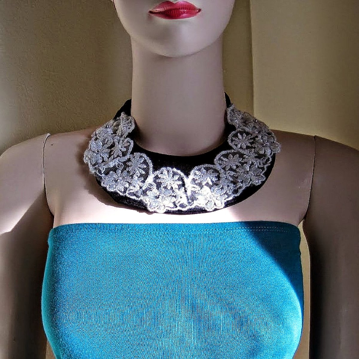 Bib Necklace with Lace | Greenie Dresses For Less