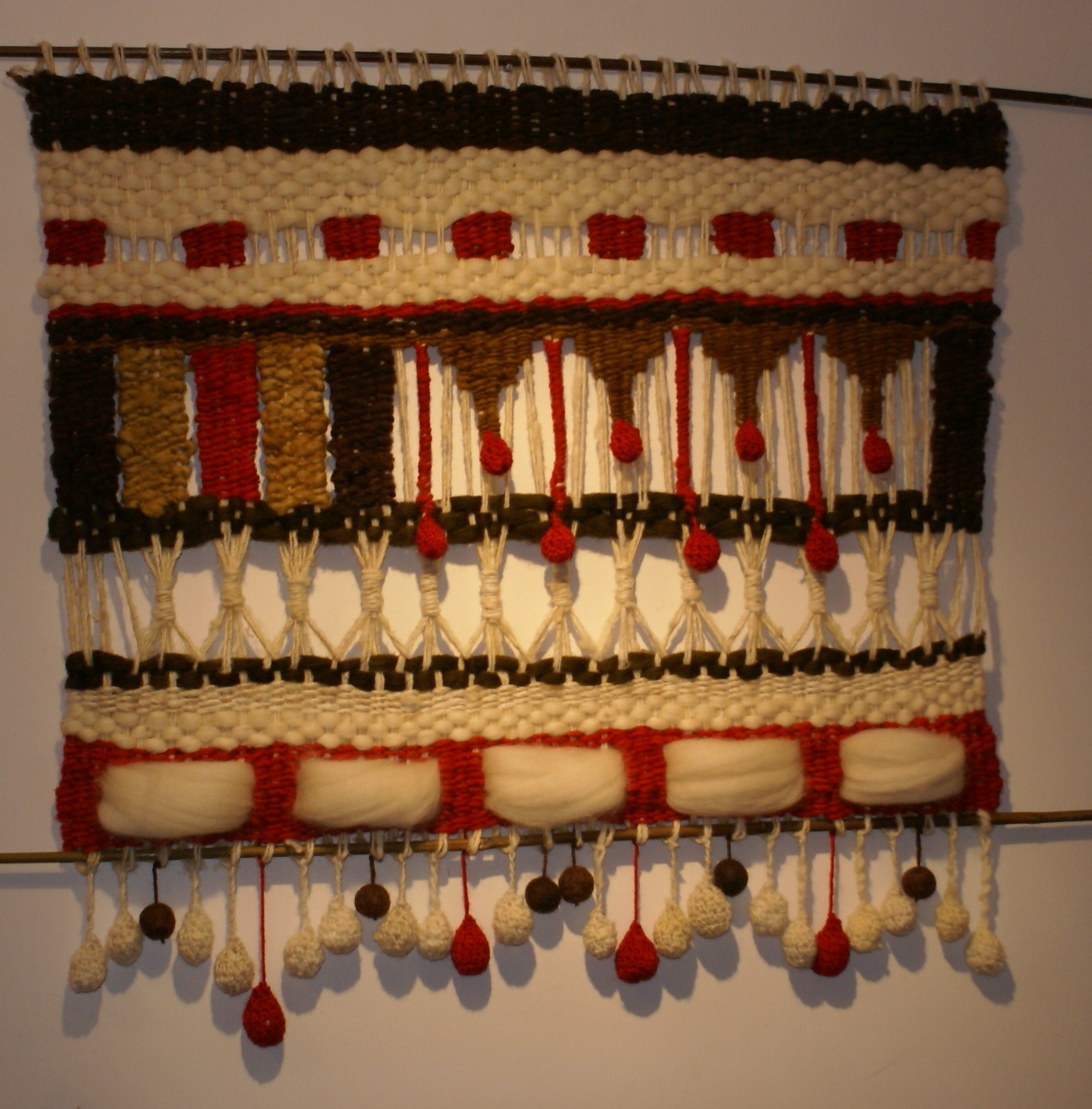 María Elena Sotomayor … telares que encantan !! : telar blanco con rojo ...