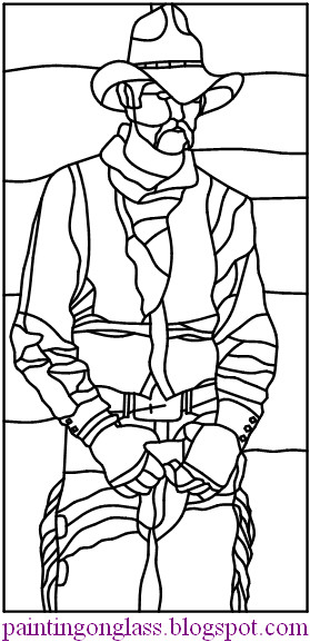 Free Stained Glass Pattern : Cowboy ~ painting on glass
