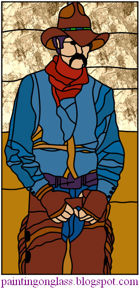 Free Stained Glass Pattern : Cowboy ~ painting on glass