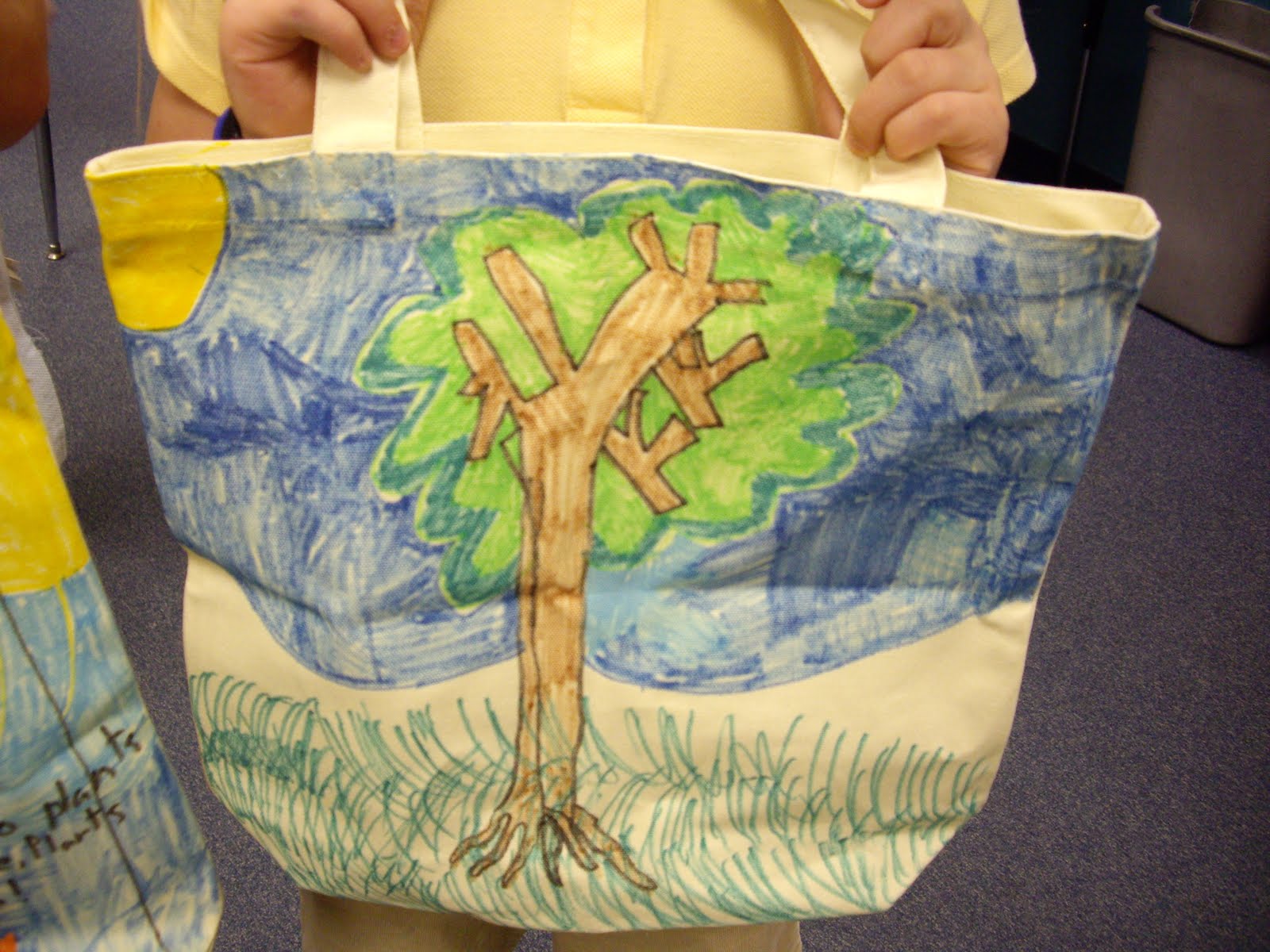 a palette of primary grade kids book making: Earth Day Shopping Bags