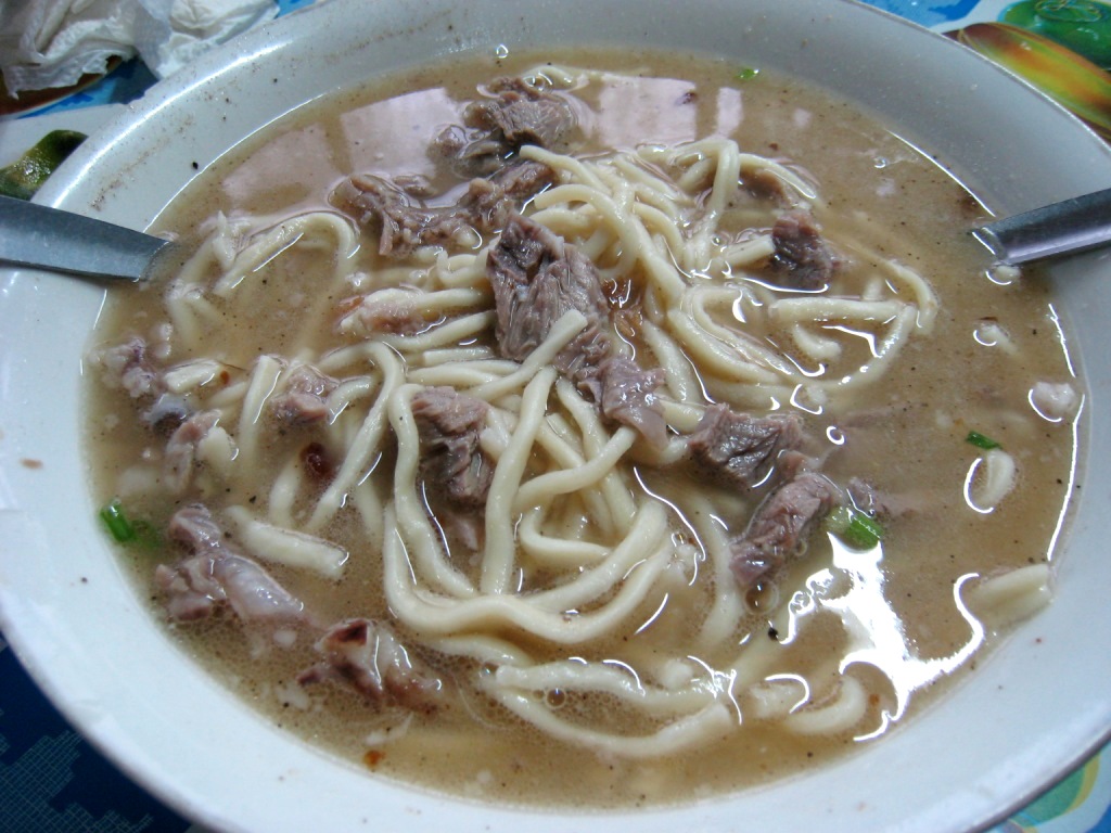 Bikol Express: kinalas (noodle soup with pork's face meat and special ...