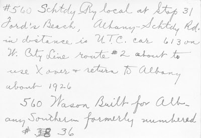 Trolleys: Schenectady Railway Trolley #560 local at Stop 31