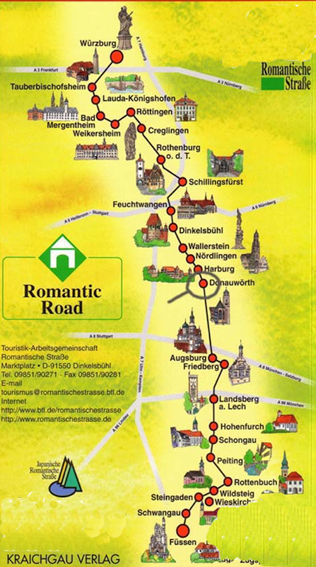 Mapa Alemanha Rota Romantica