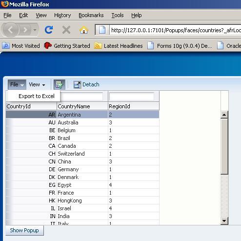 Zeeshan Baig's Blog: Exporting table to Excel in Oracle ADF