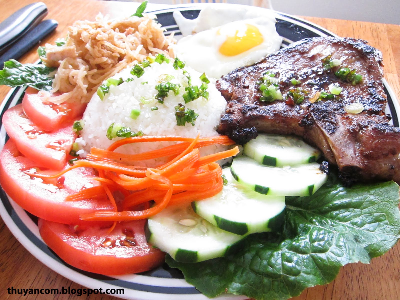 Blog of Salt: Com Tam Suon Bi Trung - Broken Rice w/ Pork Chops ...