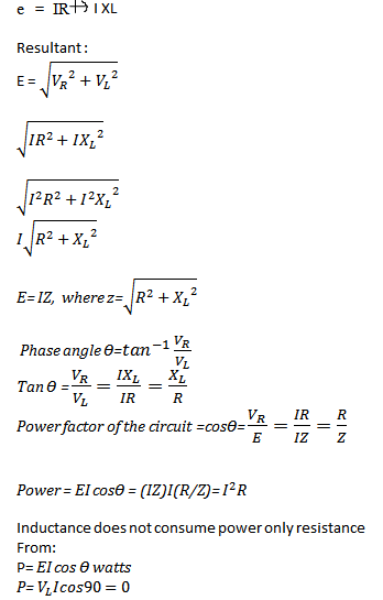 Analyze the formula for Series RL circuit and its Phasor Diagram ...