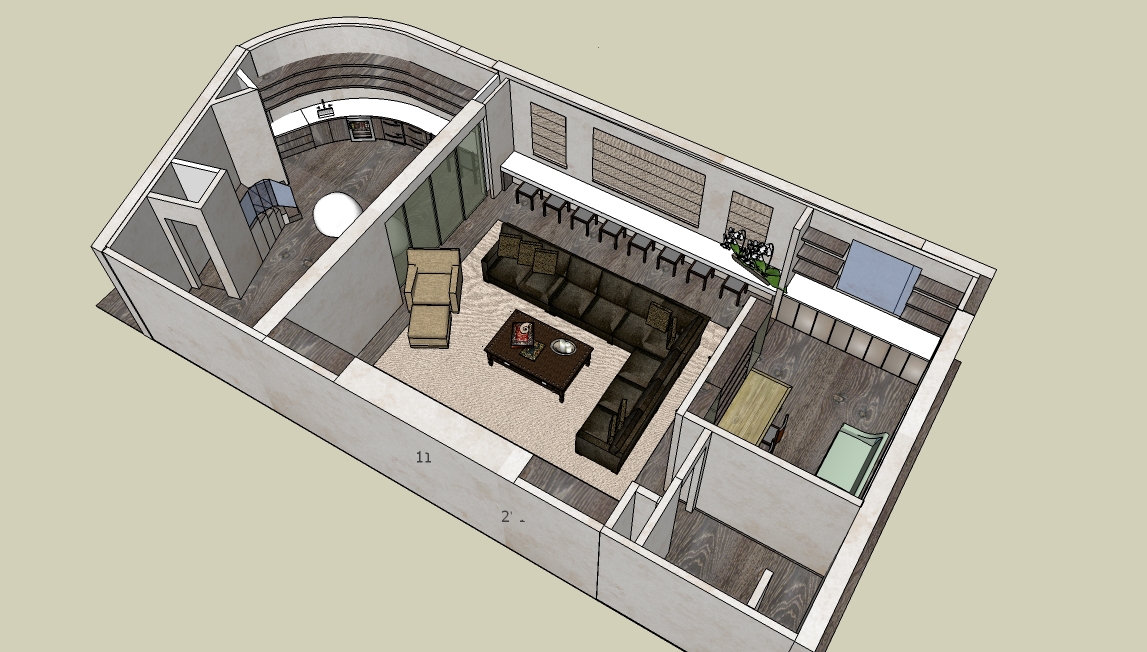 Suzy Kloner Design: Example of Sketchup work: Media Room