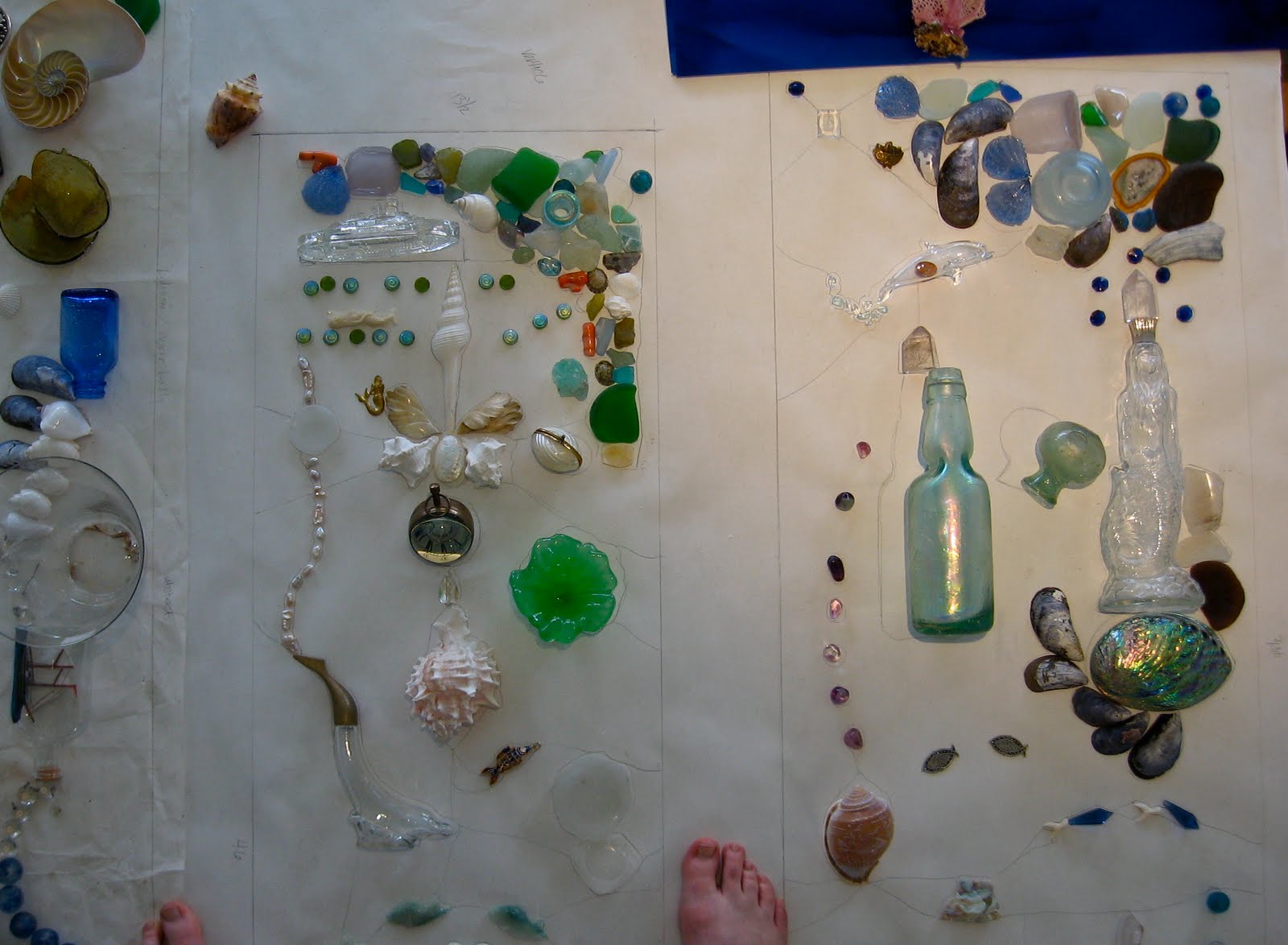 Laura Fuller Glass assemblage stained glass relief