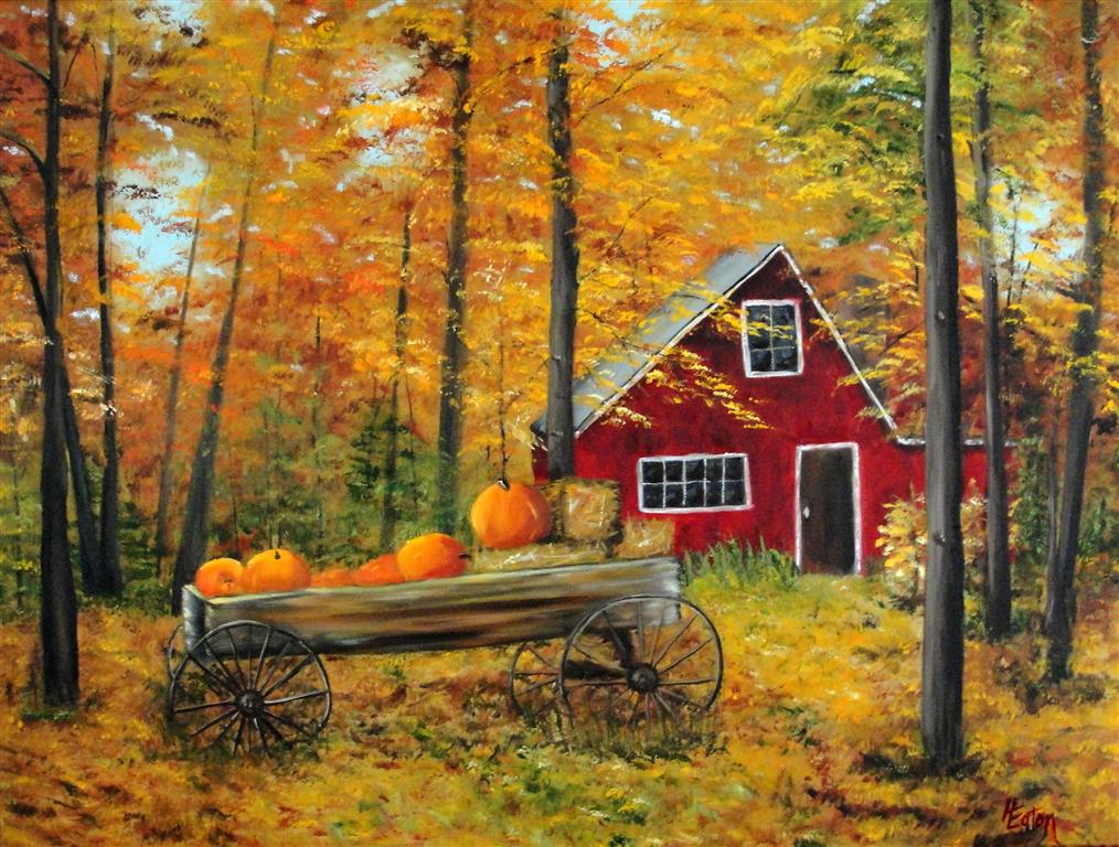 Word Weaver Art: Cottage in Fall Forest