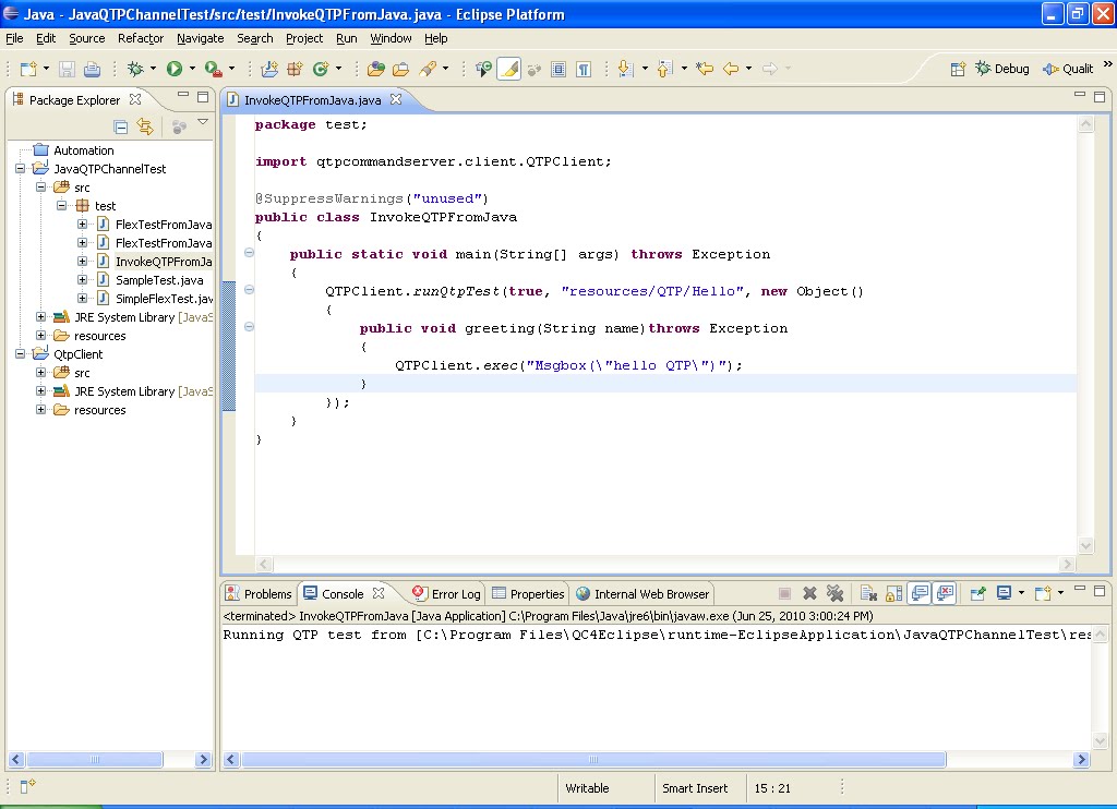 Java QTP Communication Channel: Invoke QTP from Java