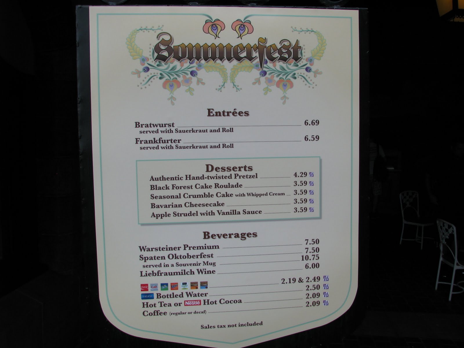 Sommerfest Menu | Disney World Blog Discussing Parks, Resorts ...