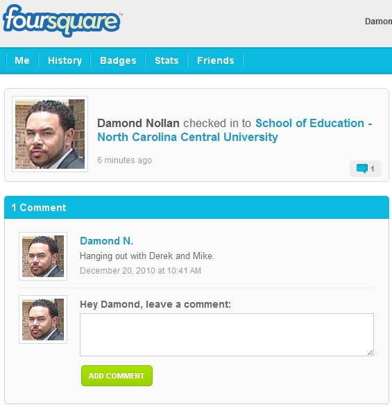Post Comments And Pictures To Foursquare ~ damondnollan.com