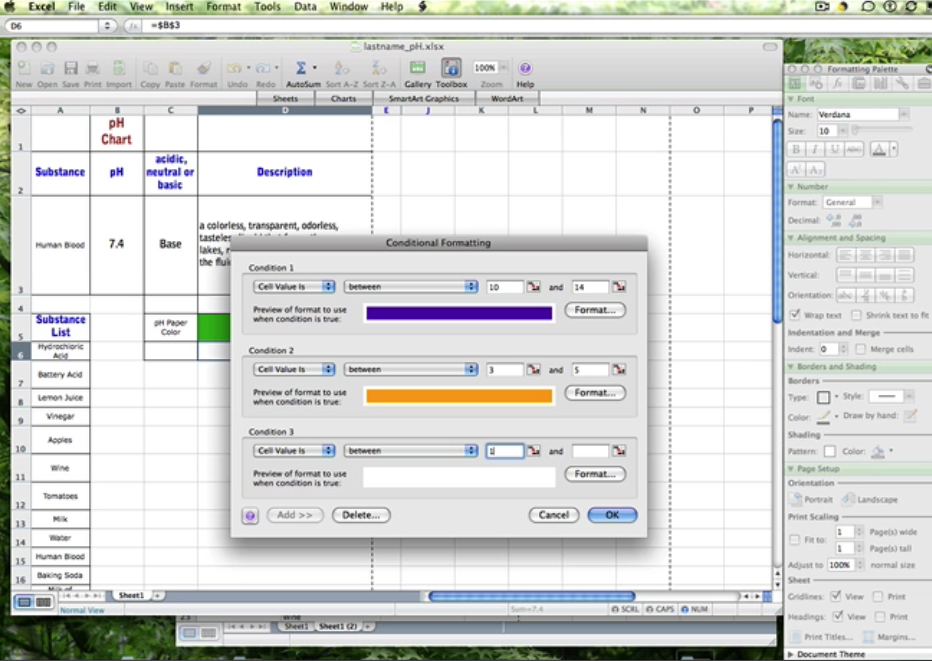 Middle School Computer Lab Blog: pH and Excel