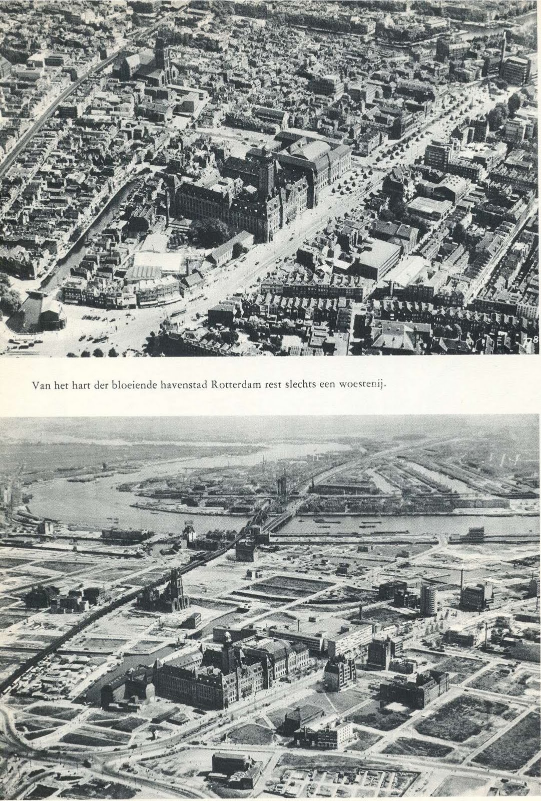 1944 U.S. Army map of the bombed city of Rotterdam in The Netherlands ...