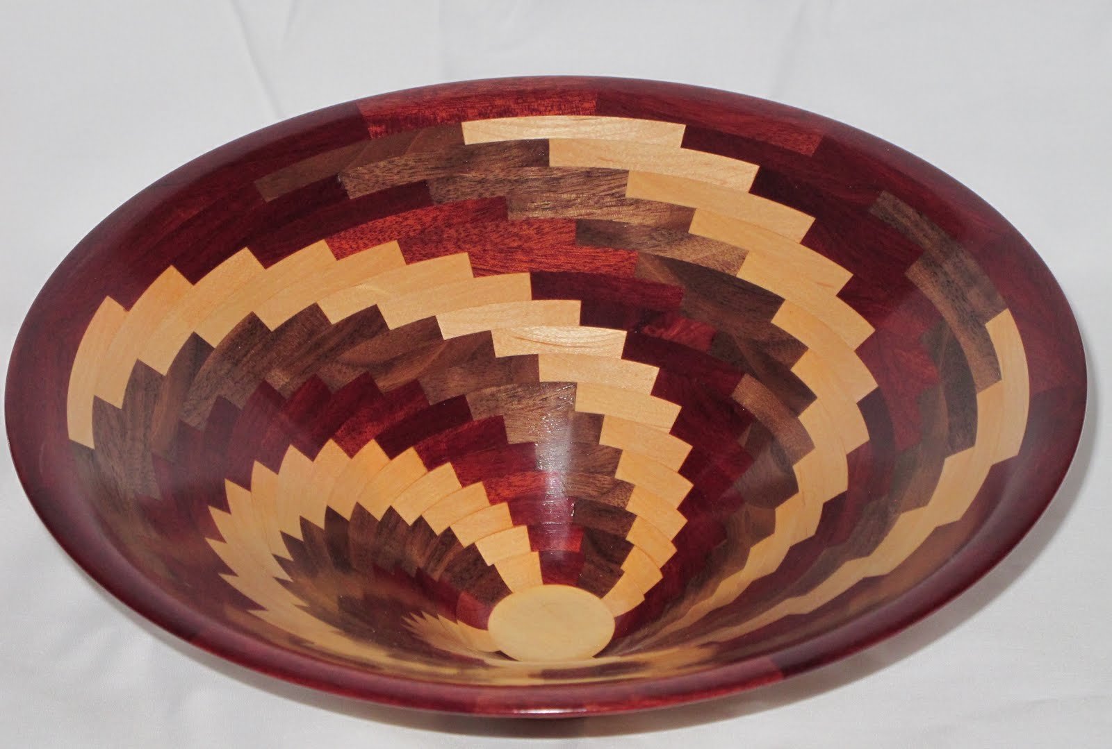 Segmented Wooden Vases & Bowls: Segmented Maple, Walnut & Blood Wood bowl